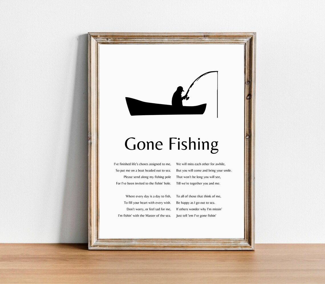 Gone Fishing Poem Ready to Print, Memorial Table Poem, Remembrance Poem ...