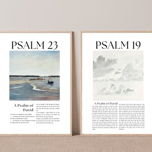 Set of 2 Prints Scripture Wall Art, Psalm 23 Vintage Bible Verse Print ...