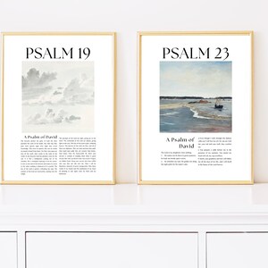 Set of 2 Prints Scripture Wall Art, Psalm 23 Vintage Bible Verse Print ...