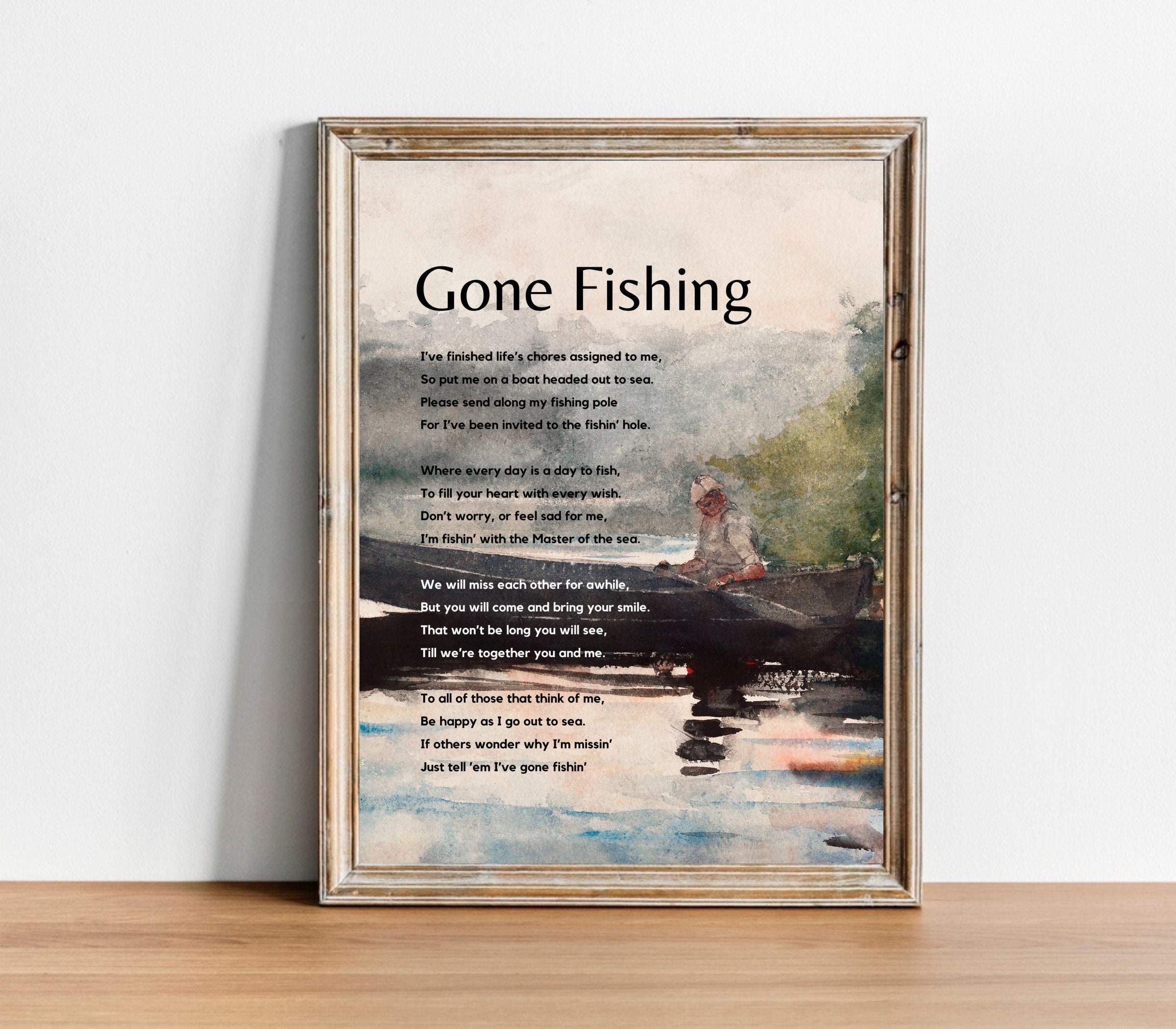 Gone Fishing Poem Ready to Print, Memorial Table Poem, Remembrance Poem ...