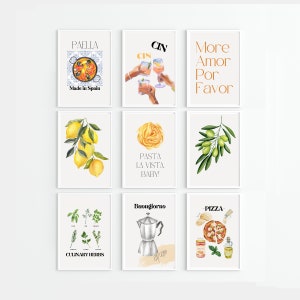 Kitchen Print Set of 9 PRINTABLES Kitchen Wall Art Kitchen Gallery Wall ...