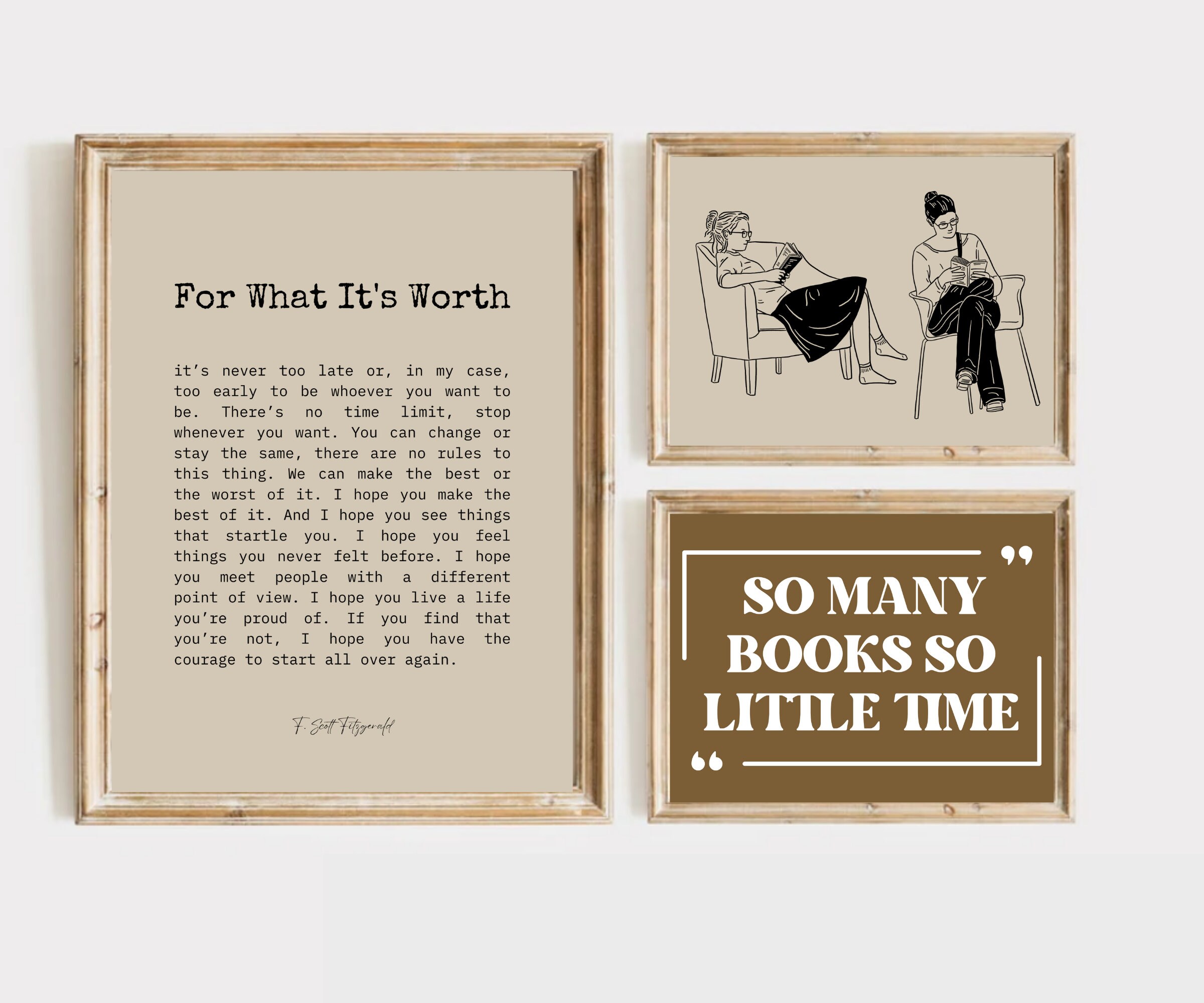 Books Gallery Wall Set of 10, Book Readers Wall Art, the Book Club Wall ...