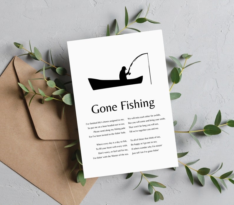 Gone Fishing Poem Ready to Print, Memorial Table Poem, Remembrance Poem ...