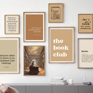 Books Wall Art Set of 18, Book Lover Gift, Neutral Books Art Set ...