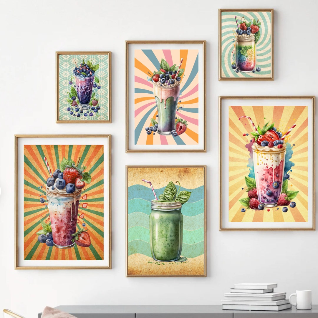 Smoothies Retro Print - Bar Gift, Kitchen Print , Smoothie Poster ...