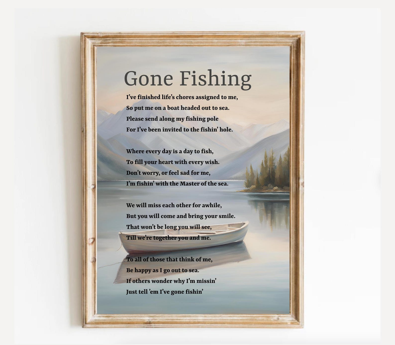 Gone Fishing Poem Ready to Print, Memorial Table Poem, Remembrance Poem ...