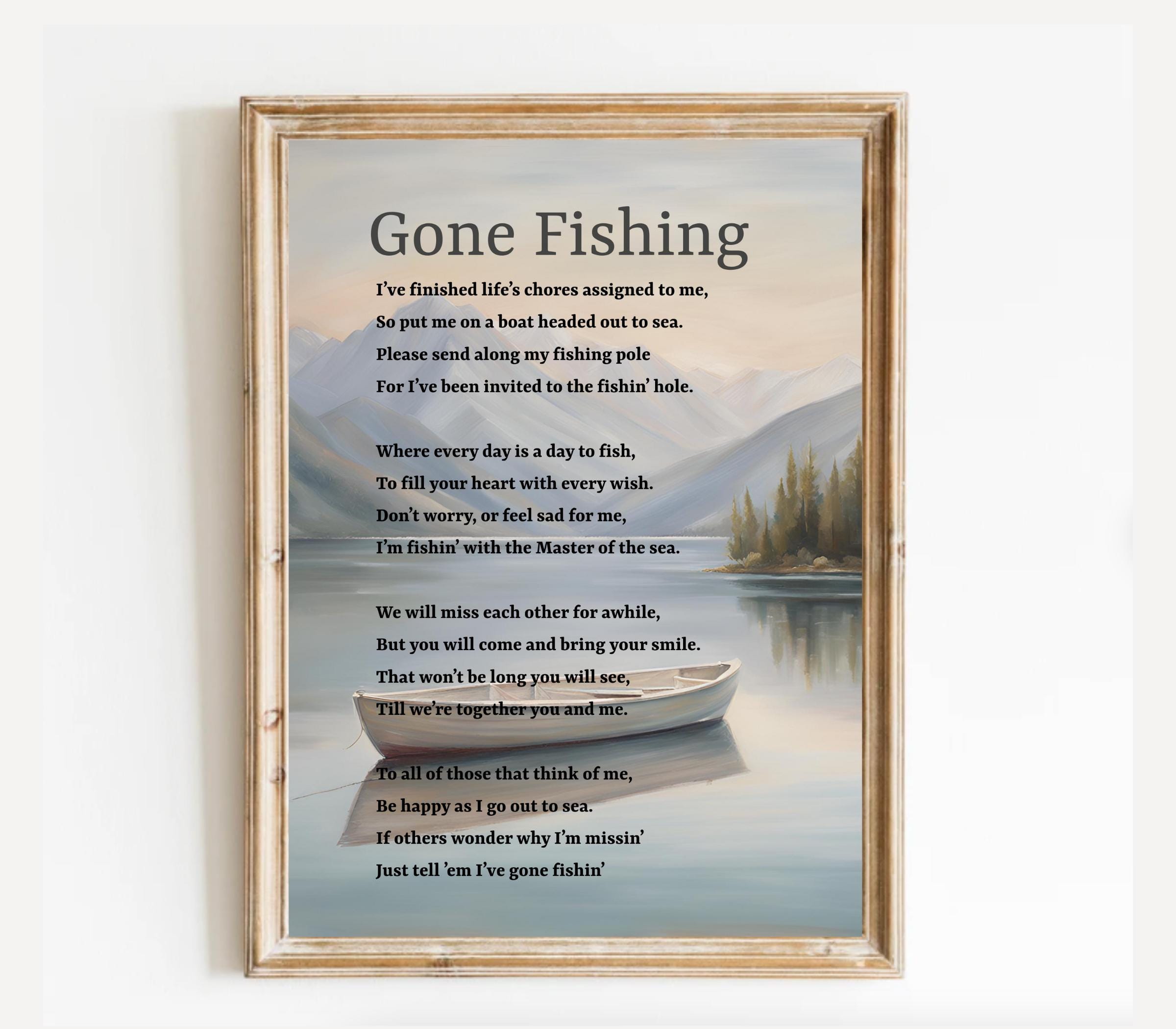 Gone Fishing Poem Ready to Print, Memorial Table Poem, Remembrance Poem ...