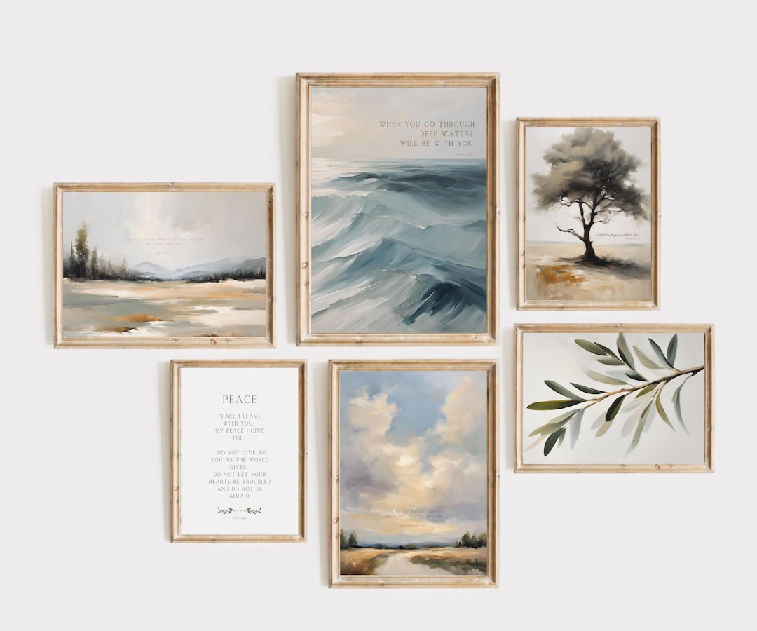 Set of 7 Christian Wall Art, Minimalist Christian Gallery / Vintage ...