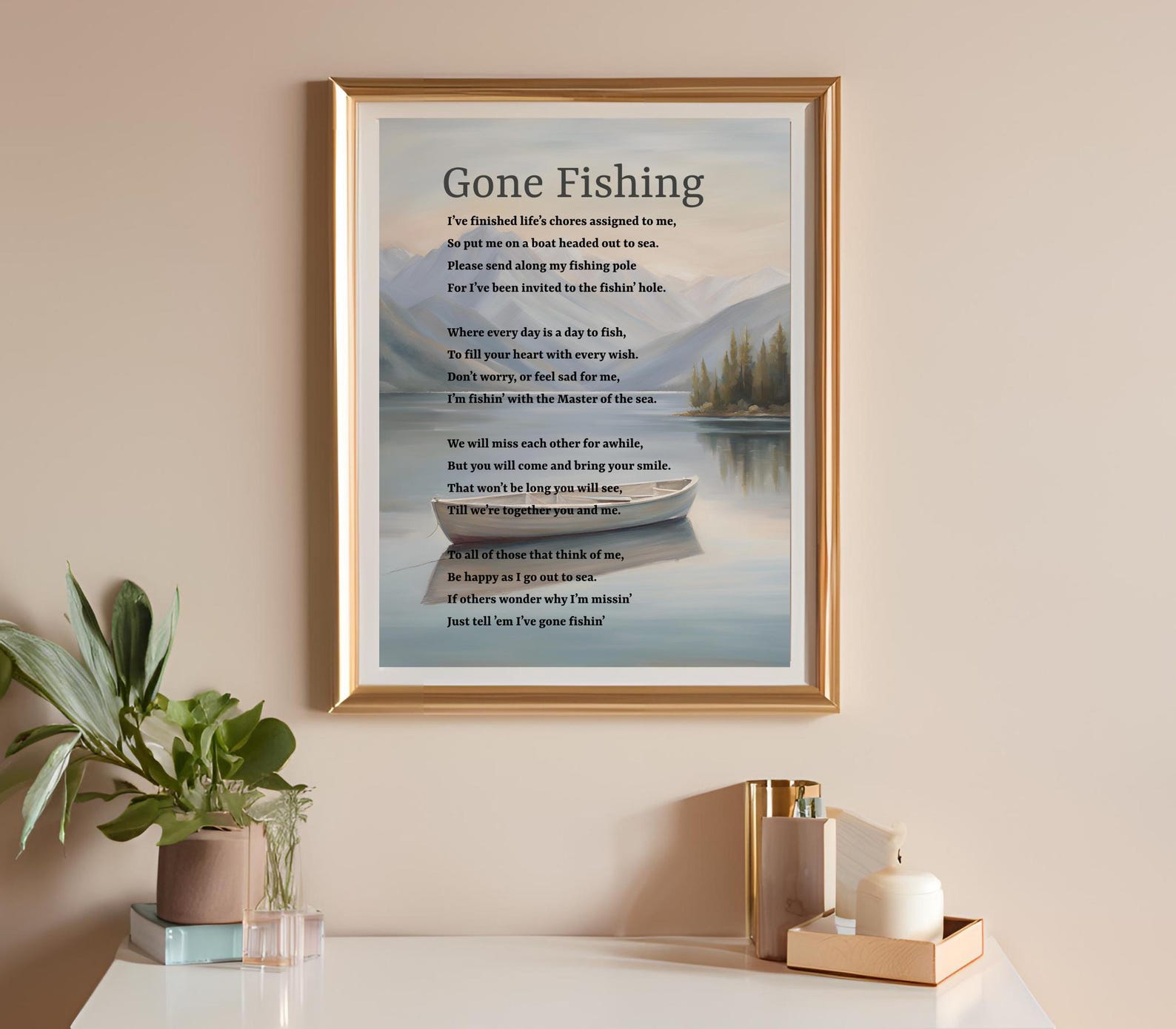 Gone Fishing Poem Ready to Print, Memorial Table Poem, Remembrance Poem ...