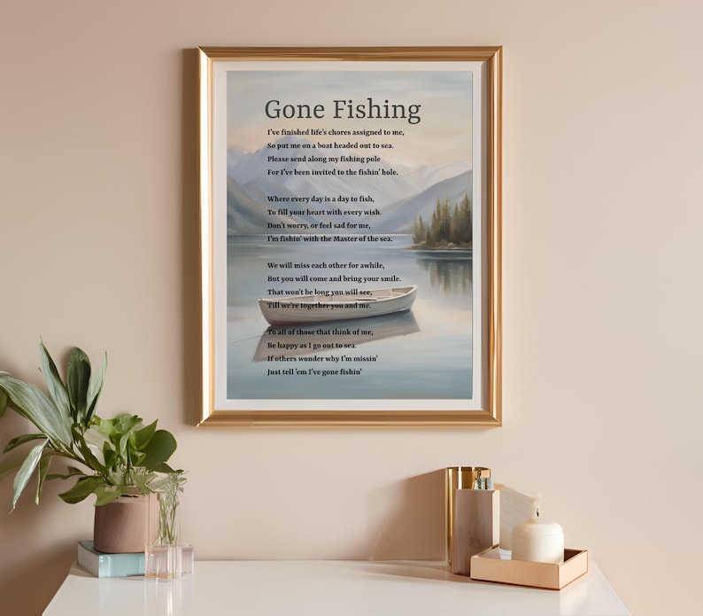 Gone Fishing Poem Ready to Print, Memorial Table Poem, Remembrance Poem ...