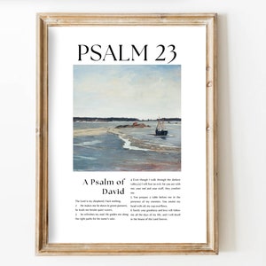Set of 2 Prints Scripture Wall Art, Psalm 23 Vintage Bible Verse Print ...
