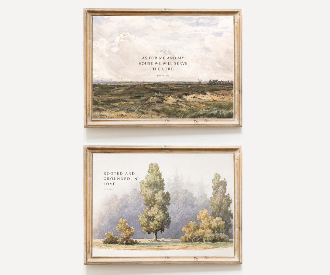 Set of 2 Christian Wall Art, Rooted and Grounded in Love, Bible Verse ...