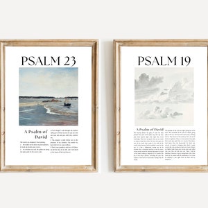 Set of 2 Prints Scripture Wall Art, Psalm 23 Vintage Bible Verse Print ...
