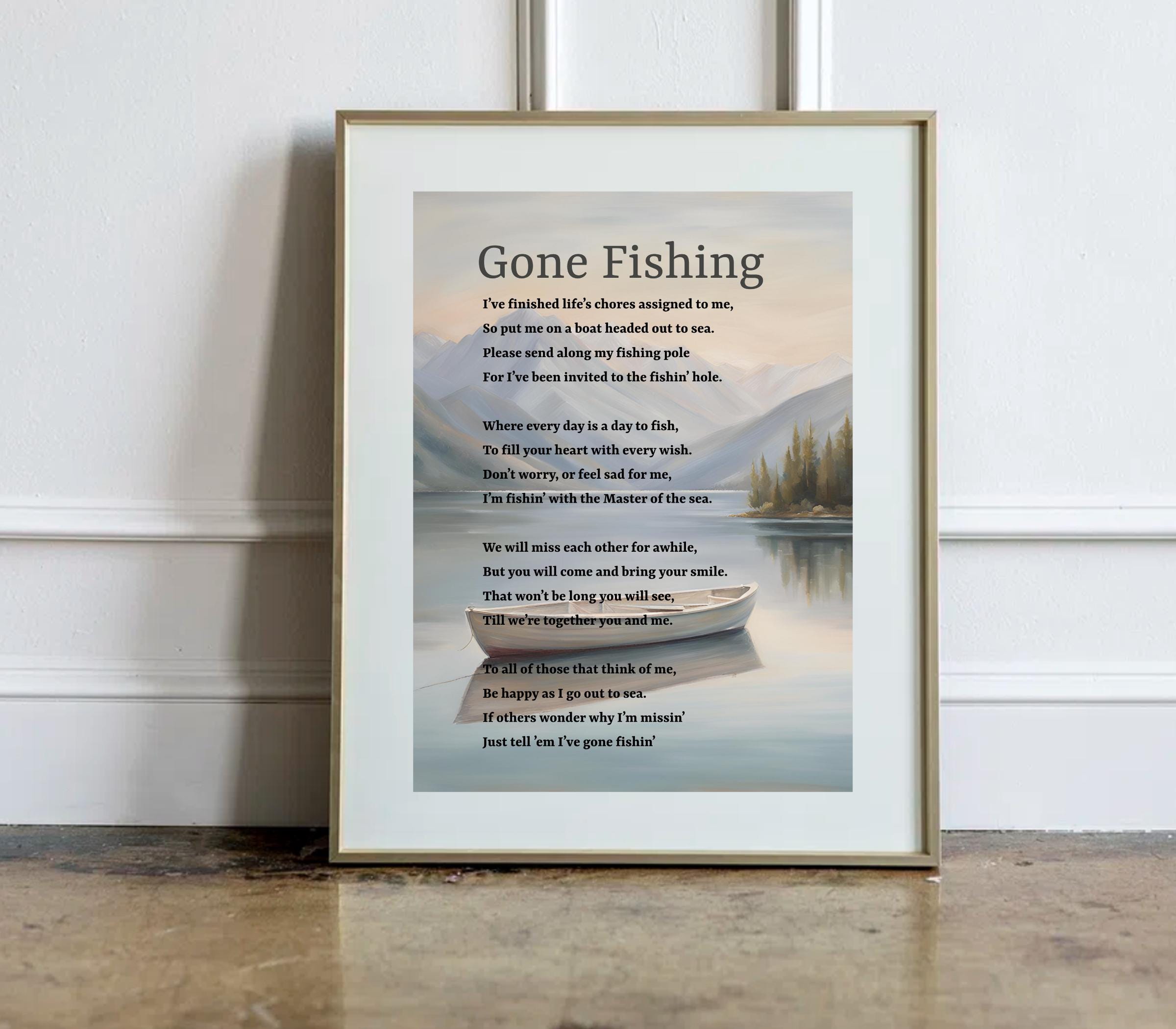 Gone Fishing Poem Ready to Print, Memorial Table Poem, Remembrance Poem ...