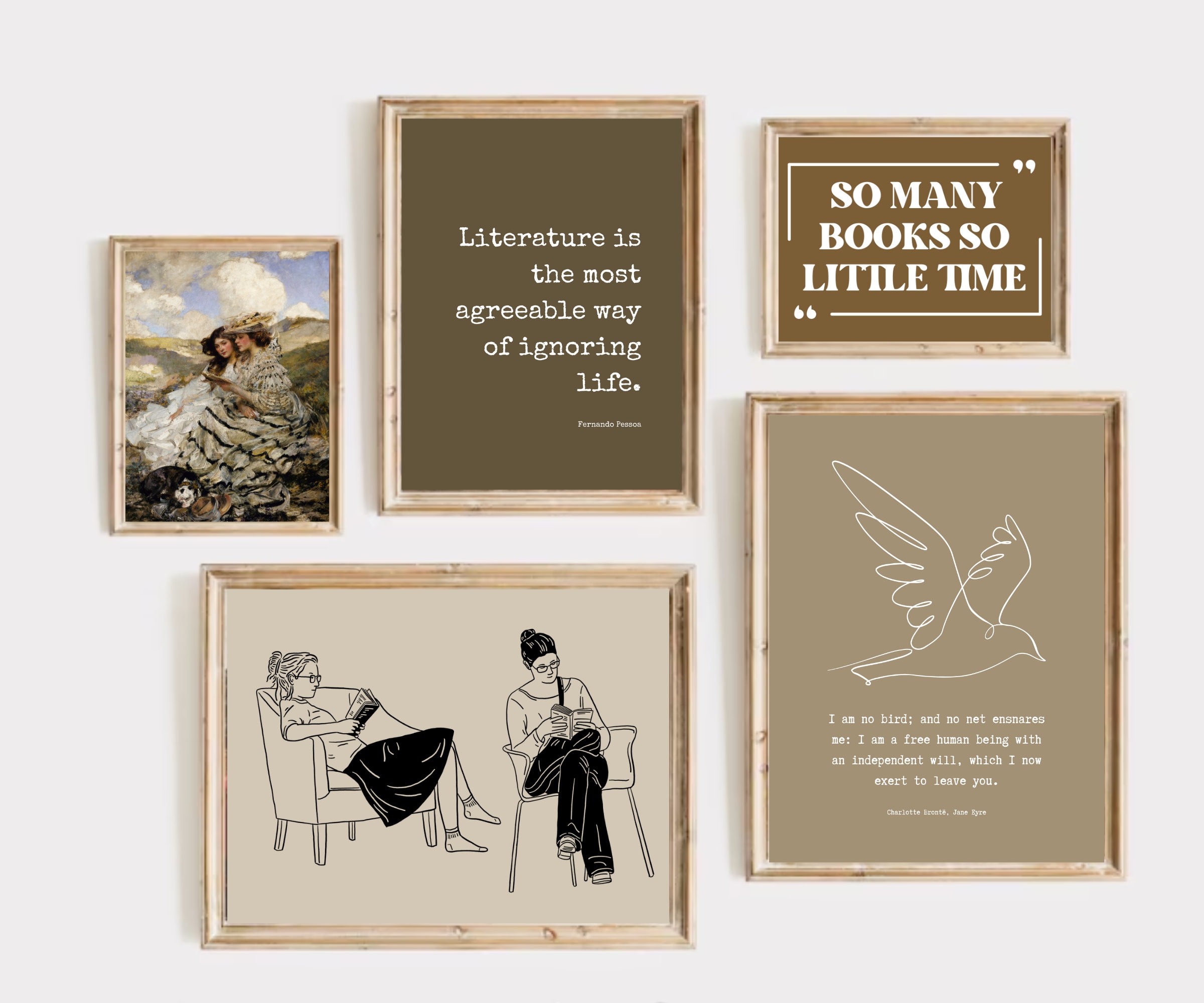 Books Gallery Wall Set of 10, Book Readers Wall Art, the Book Club Wall ...