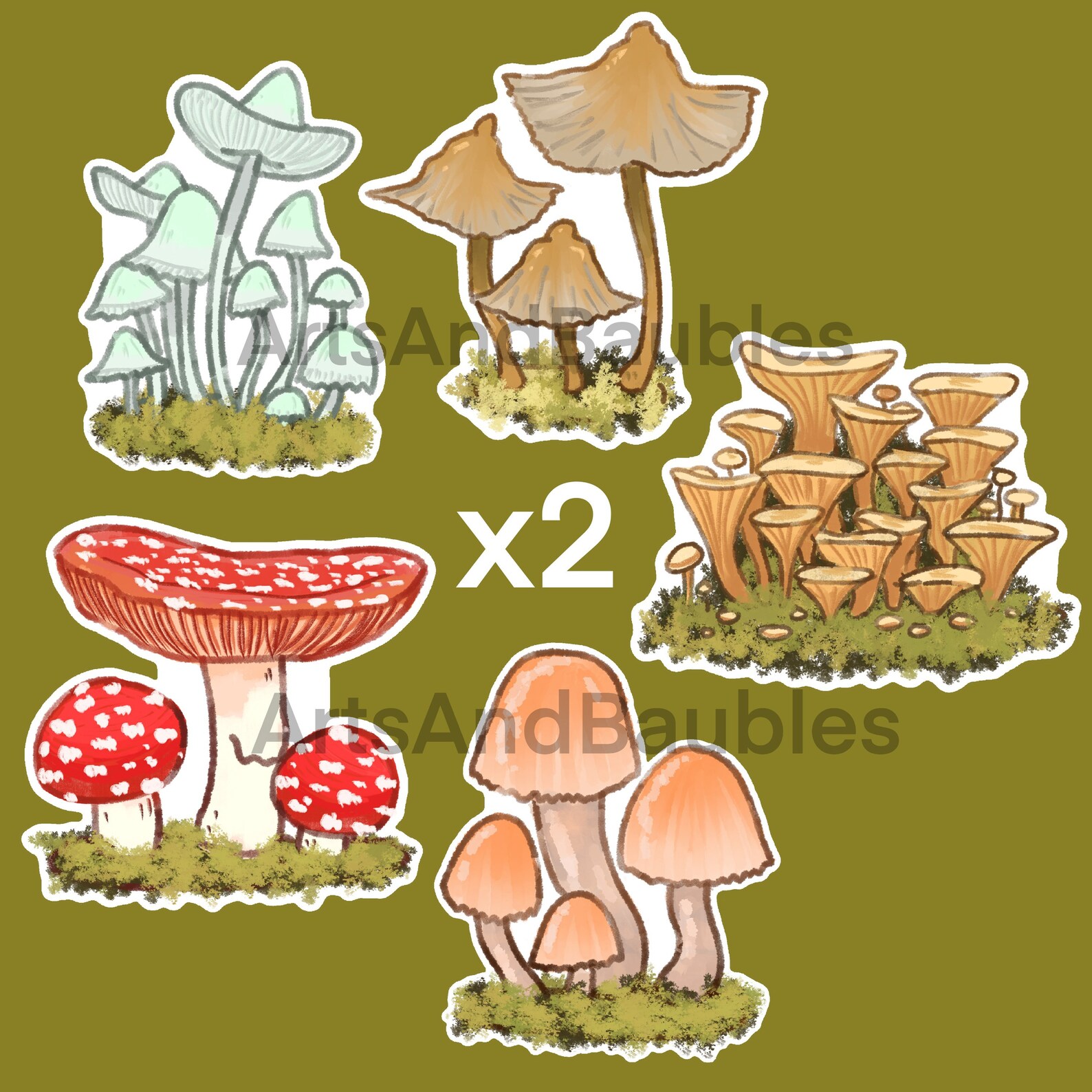 Mushroom (10) Sticker Pack 1.5x1.5in. - Etsy