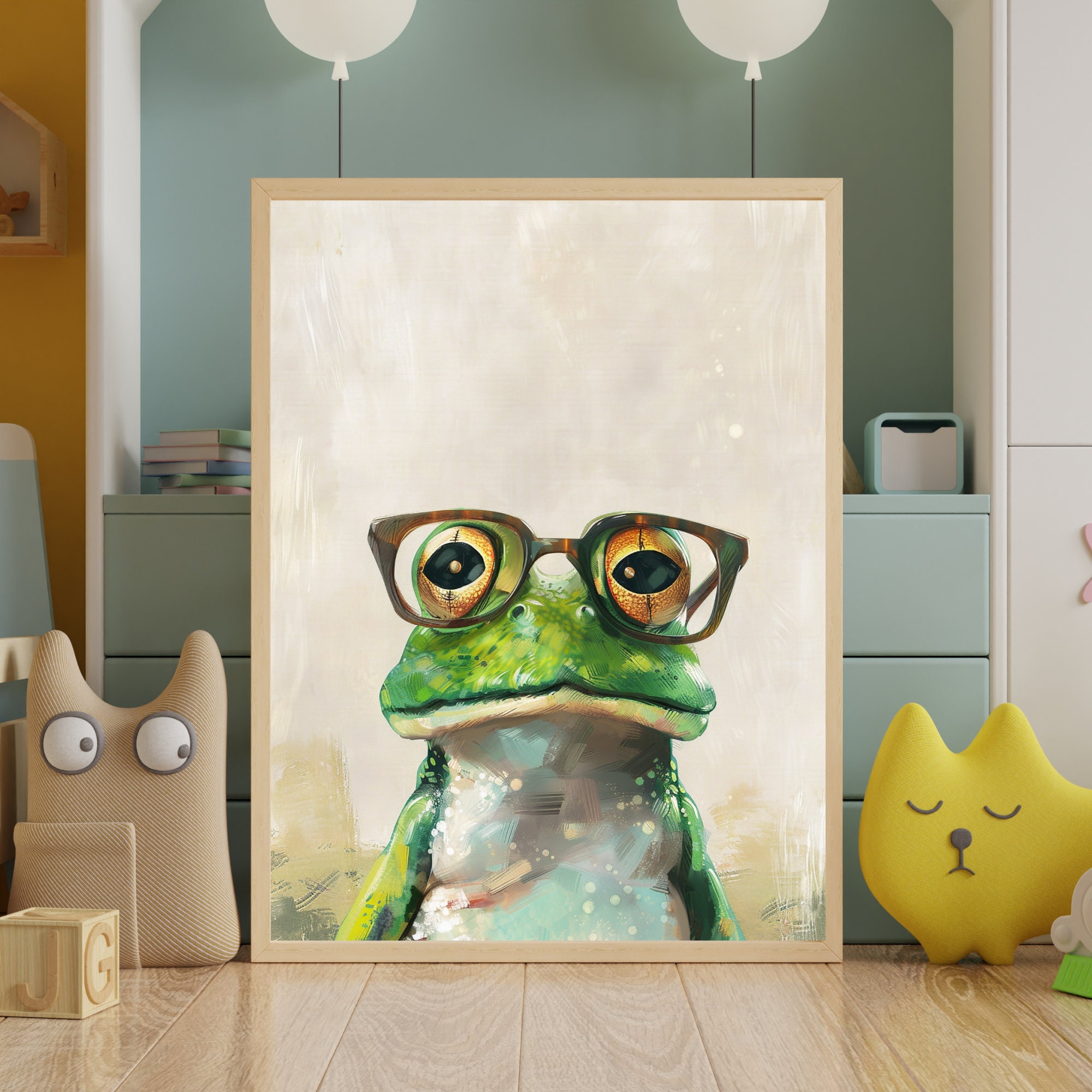 Intellectual Frog Poster, Quirky Wall Art, Scholarly Amphibian Decor ...