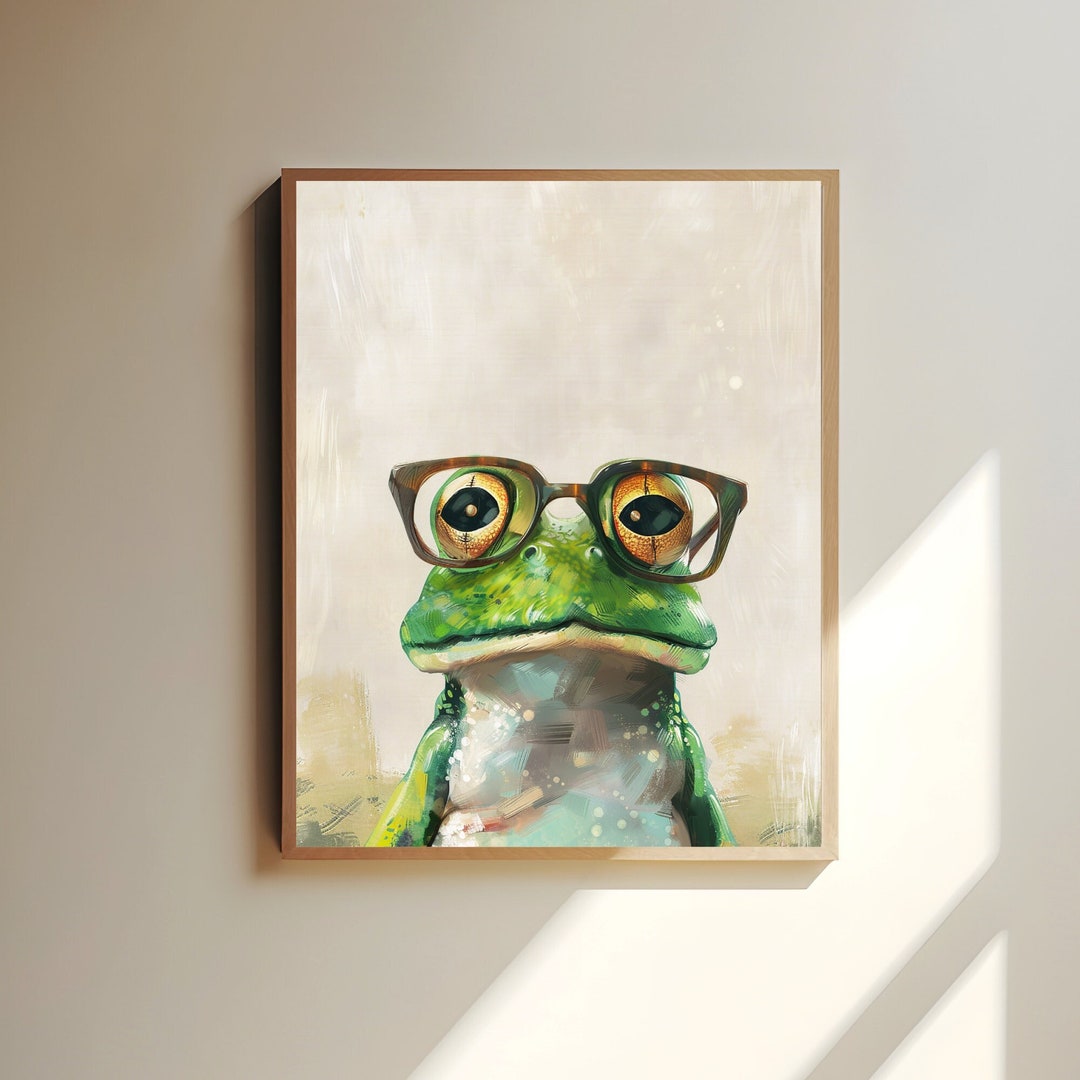 Intellectual Frog Poster, Quirky Wall Art, Scholarly Amphibian Decor ...