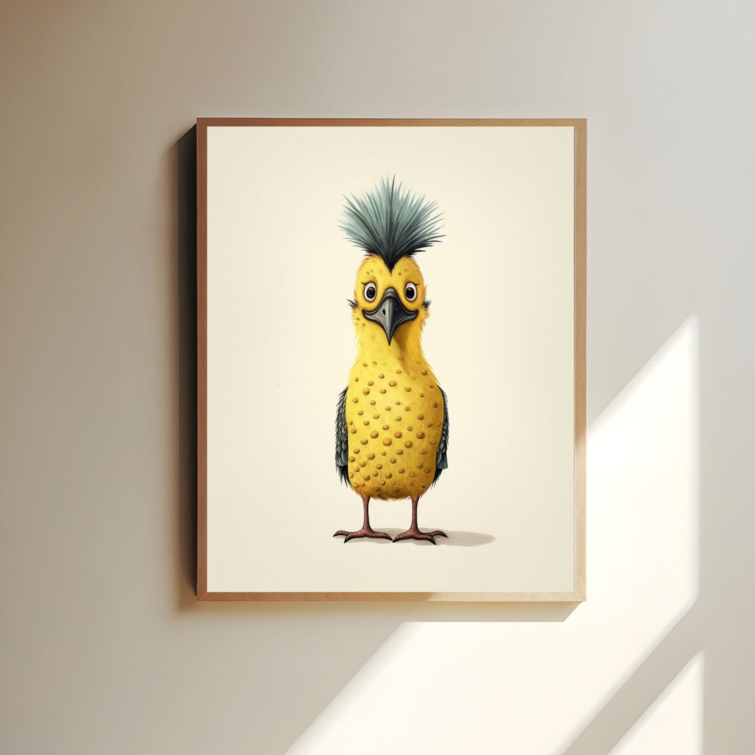 Pineapple Bird Poster, Bird Illustration, Nursery Decor, Funny Bird Art ...