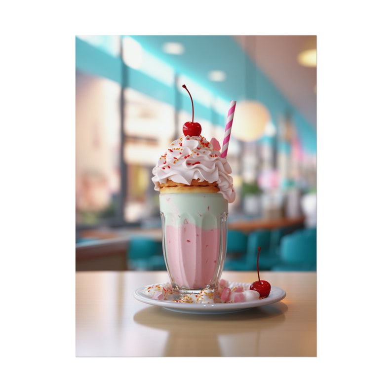 Milkshake Poster, Retro Diner Art Print, Classic 1950s Milkshake Ad ...