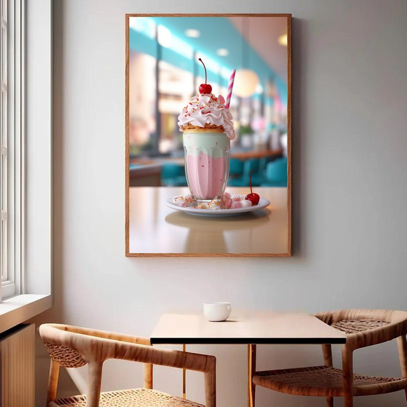 Milkshake Poster, Retro Diner Art Print, Classic 1950s Milkshake Ad ...