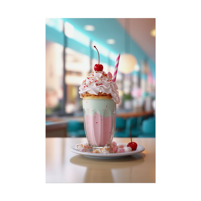 Milkshake Poster, Retro Diner Art Print, Classic 1950s Milkshake Ad ...