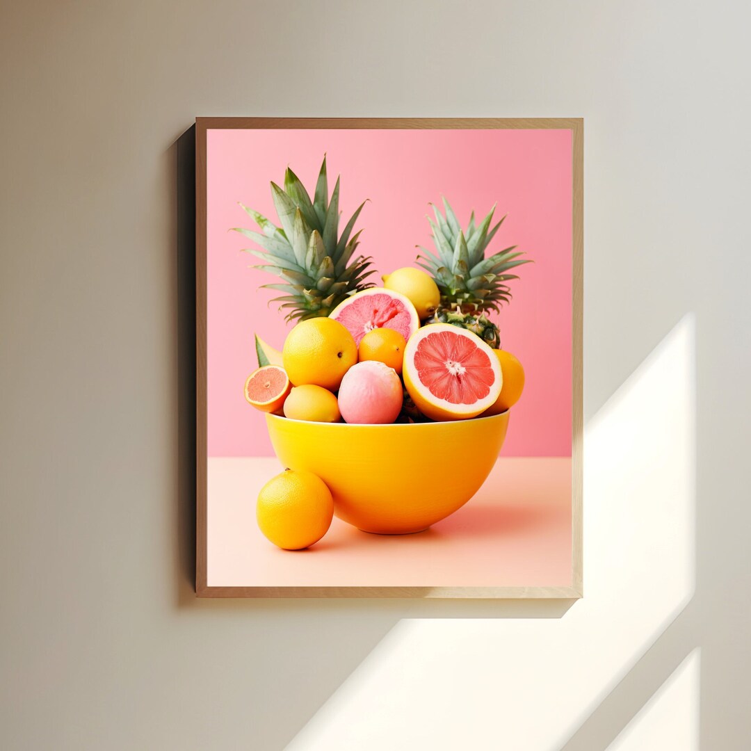 Fruitbowl Poster, Vibrant Kitchen Wall Art, Colorful Still Life Print ...