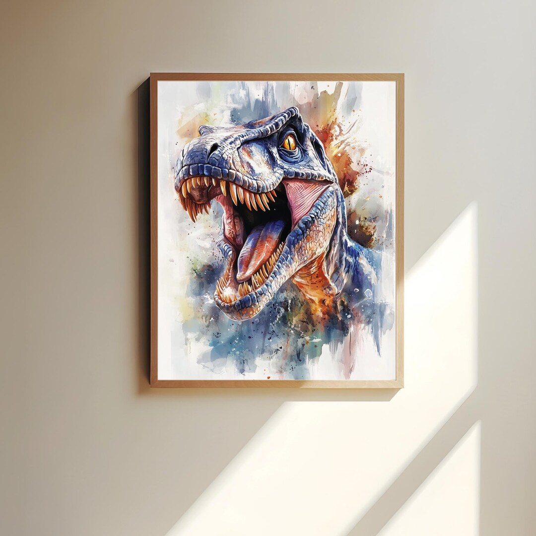 T-rex Dinosaur Poster, Jurassic Wall Art, Boys Room Decor, Animal Print ...