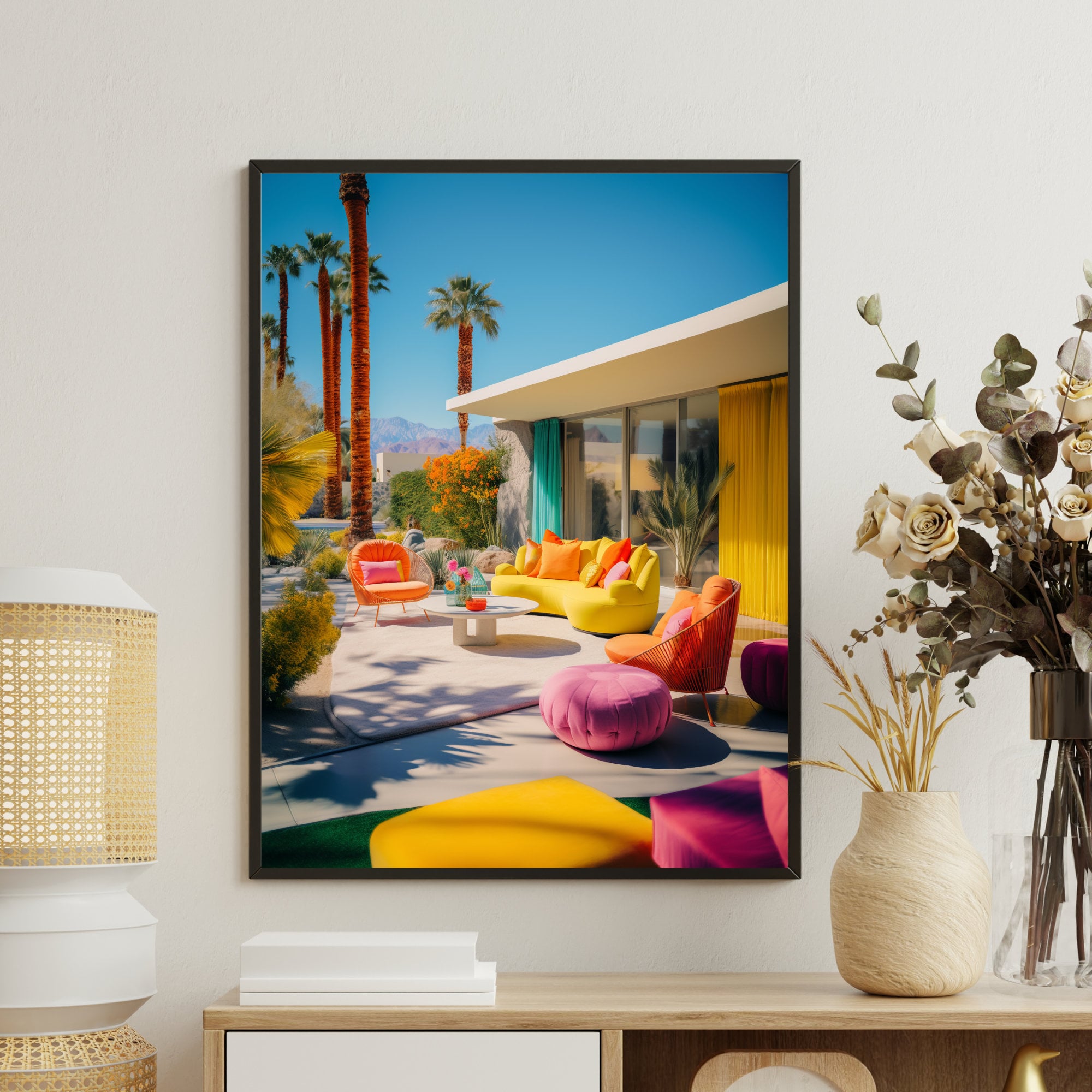 Mid-century Oasis Palm Springs Poster, Vintage Style Home Decor, Retro ...