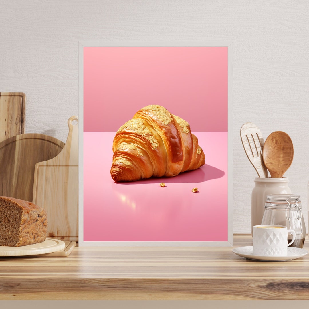 Croissant Poster, Vibrant Kitchen Decor, Kitchen Art Print, Artisan ...