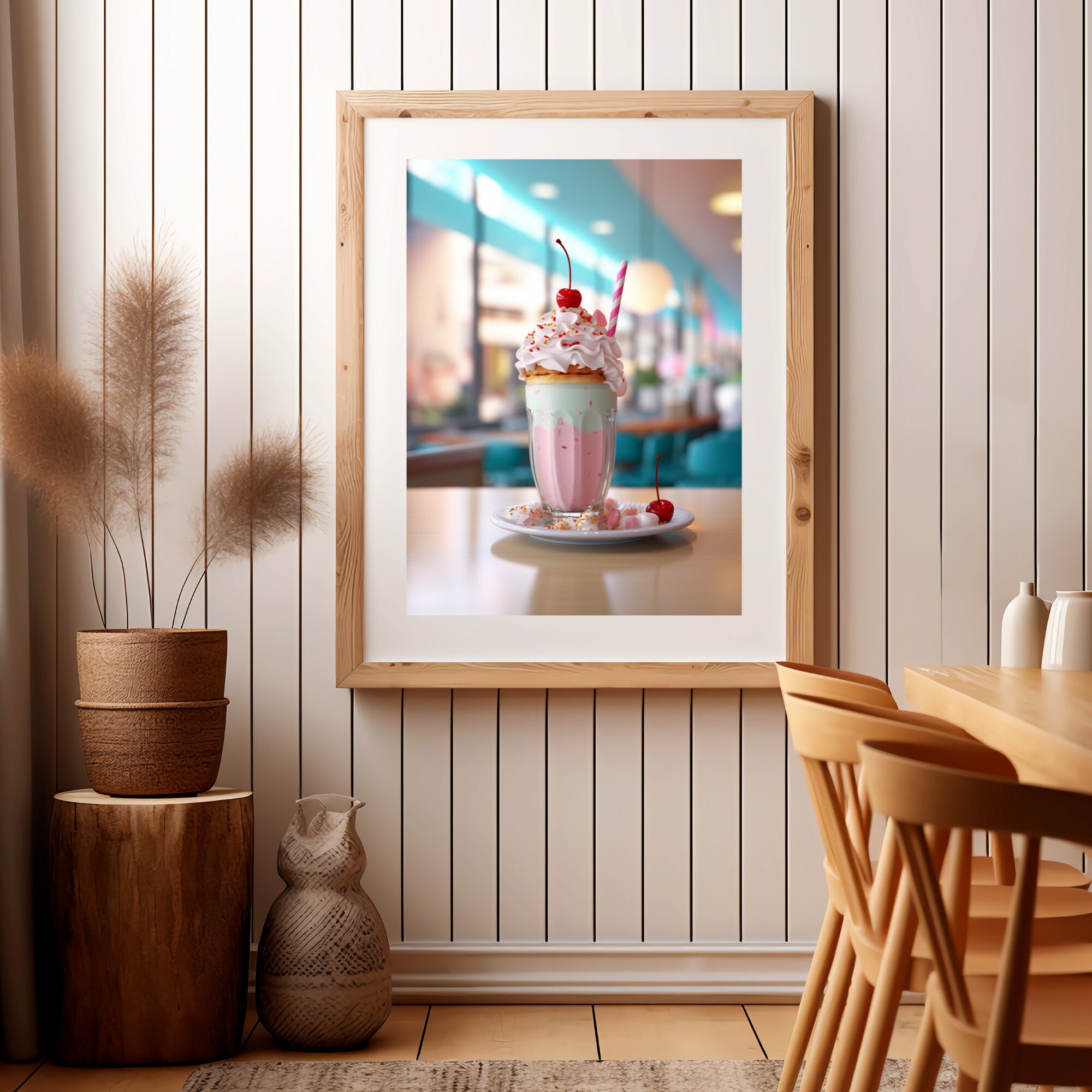 Milkshake Poster, Retro Diner Art Print, Classic 1950s Milkshake Ad ...