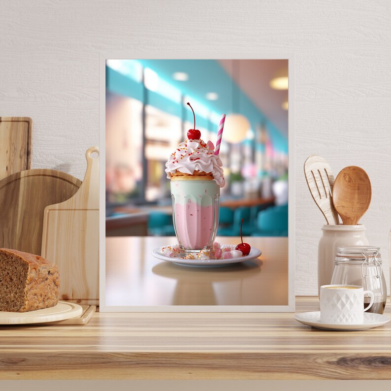Milkshake Poster, Retro Diner Art Print, Classic 1950s Milkshake Ad ...