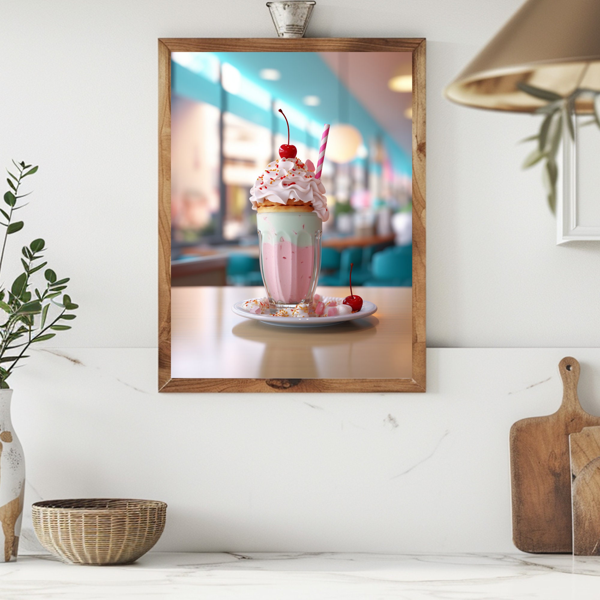 Milkshake Poster, Retro Diner Art Print, Classic 1950s Milkshake Ad ...
