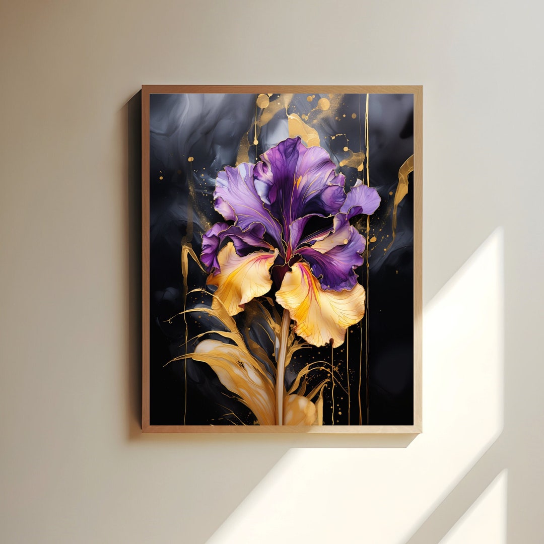Midnight Iris Poster, Dark Botanical Wall Art, Elegant Night Bloom ...