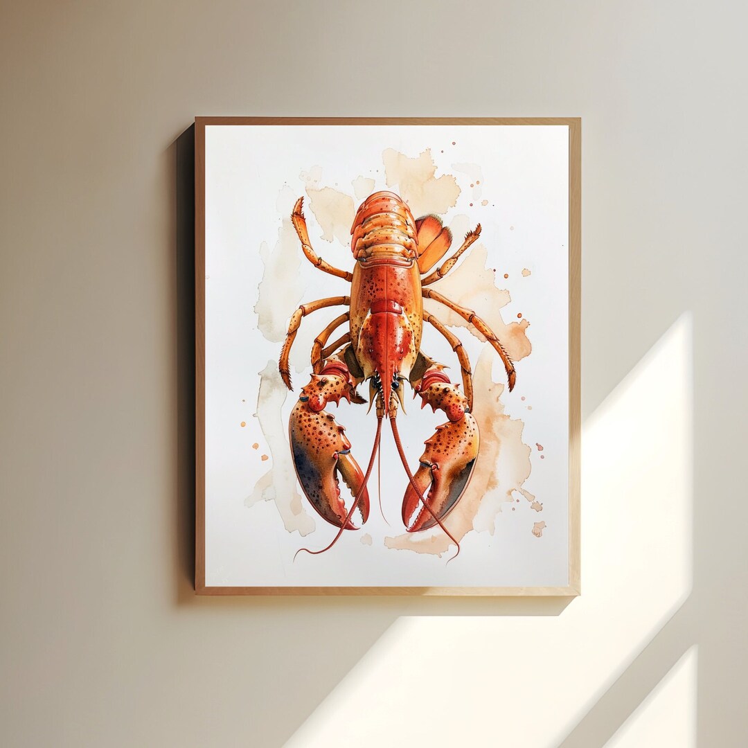 Lobster Poster, Maritime Elegance in Red, Artistic Wall Decor for ...