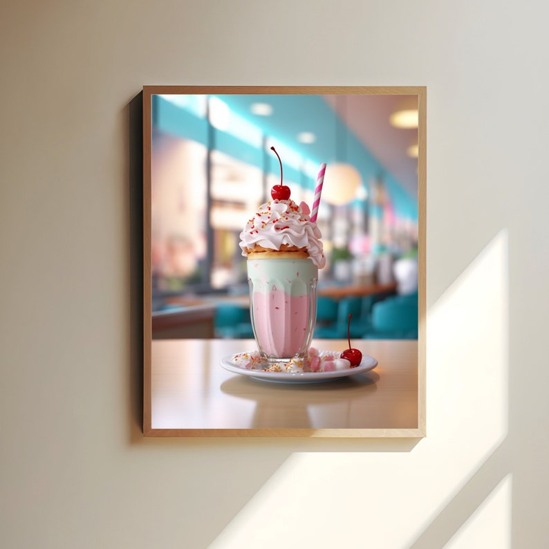 Milkshake Poster, Retro Diner Art Print, Classic 1950s Milkshake Ad ...