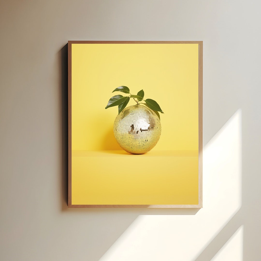 Luminous Lemon Poster, Disco Ball Poster, Lemon Poster, Lemon Wall Art ...