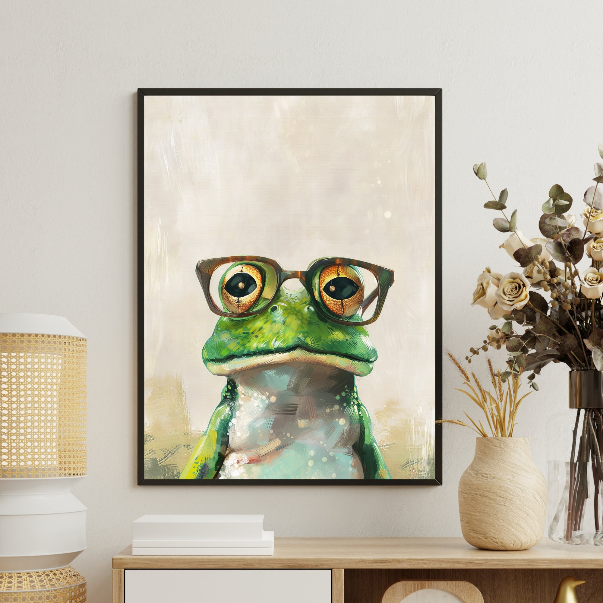 Intellectual Frog Poster, Quirky Wall Art, Scholarly Amphibian Decor ...