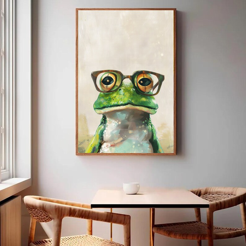 Intellectual Frog Poster, Quirky Wall Art, Scholarly Amphibian Decor ...