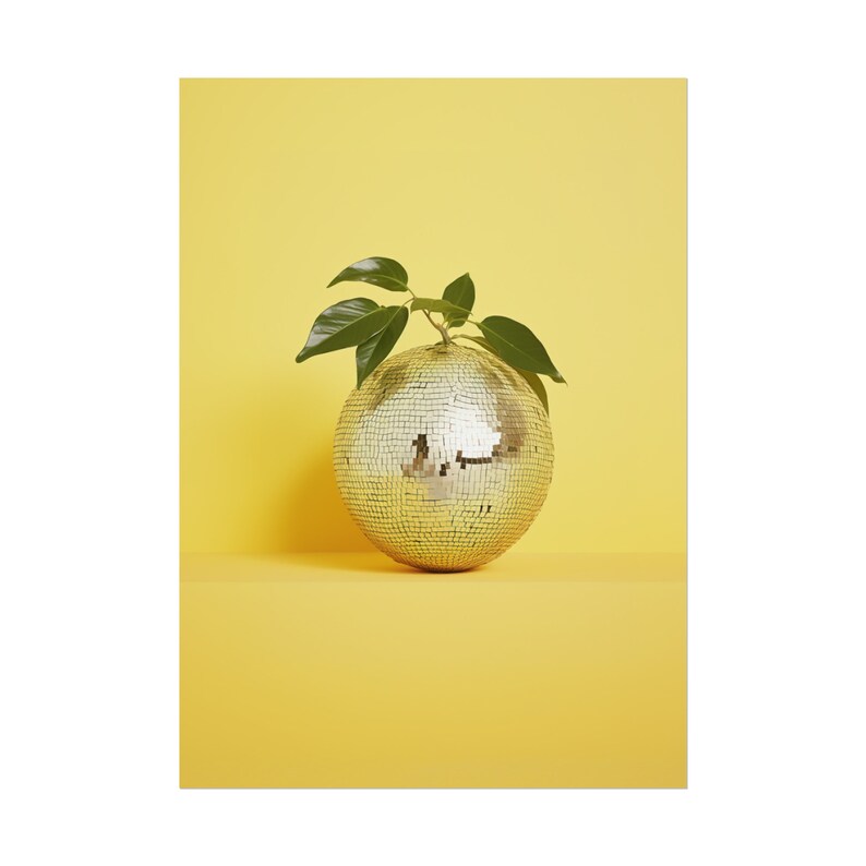 Luminous Lemon Poster, Disco Ball Poster, Lemon Poster, Lemon Wall Art ...