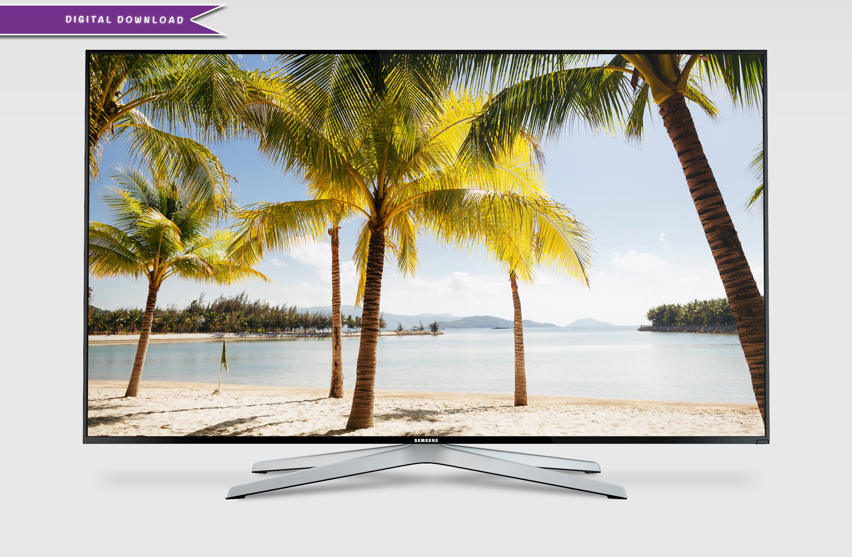 Beach Frame TV Art Tropical. Digital Download. Palm Trees and - Etsy