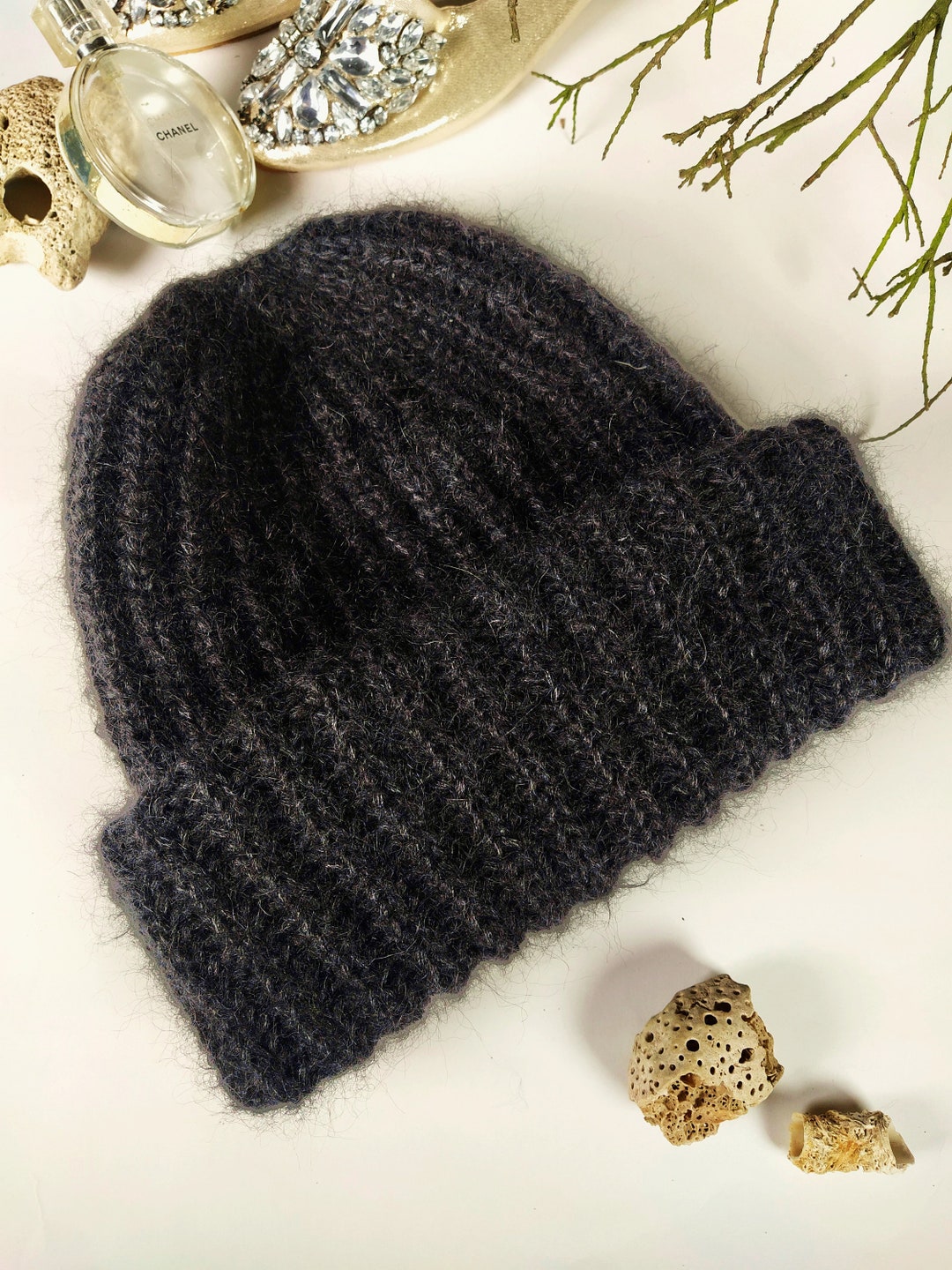 Black Mohair Takori Hat - Etsy