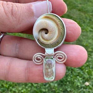 Rams Horn Shell and Green Kyanite Silver Dangle Earrings. - Etsy