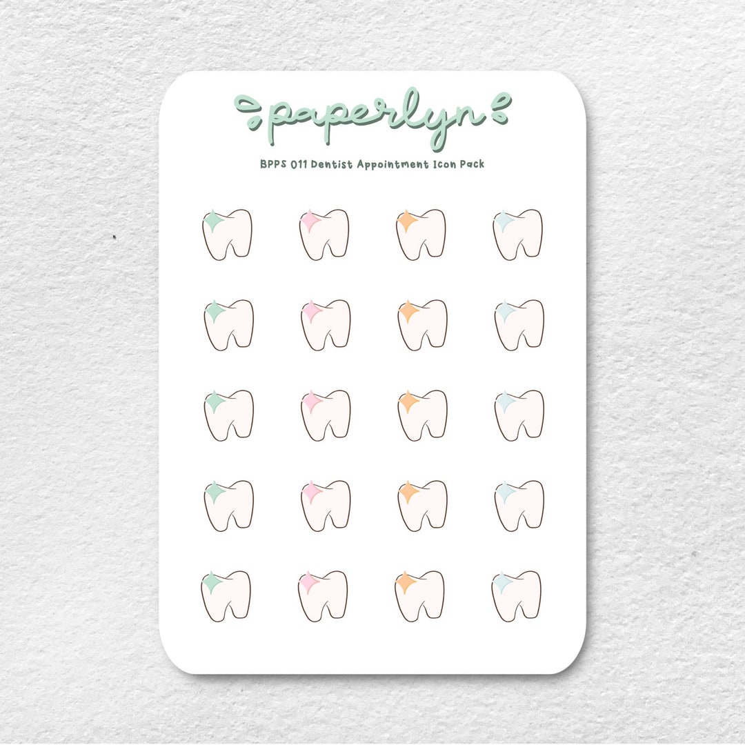 Dental Appointment Sticker Sheet Icon Planner, Planner Stickers ...