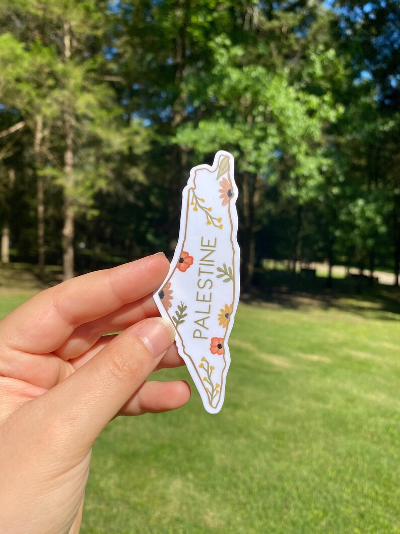 Palestine Map Outline Sticker Palestine Floral Map Sticker - Etsy
