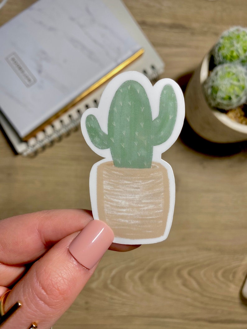 Minimal Cactus Sticker Weatherproof Die-cut Stickers 2x3 - Etsy