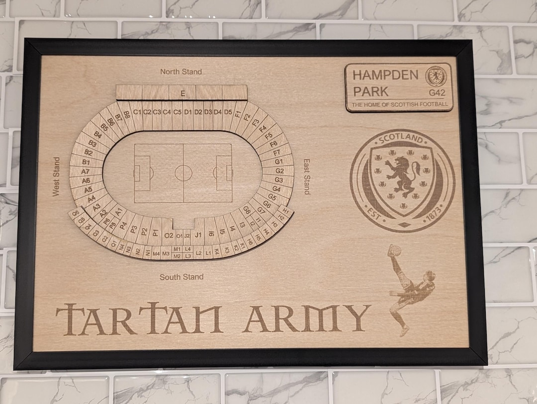 Scotland Hampden Stadium Plaque Wall Art Laser Engraved Wood Seating ...
