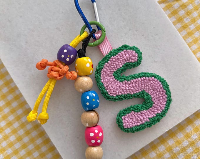 Handmade Letter Bag Charm 5 - Pink- Punch Bag Charms - Pink Letter ...