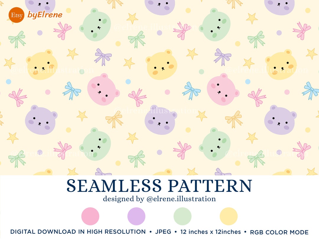 Little Bear Seamless Pattern for Fabric Printing Colorful Rainbow Bear ...
