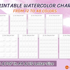 Printable Watercolor Chart-12/24/36/48 Portrait/vertical Style ...